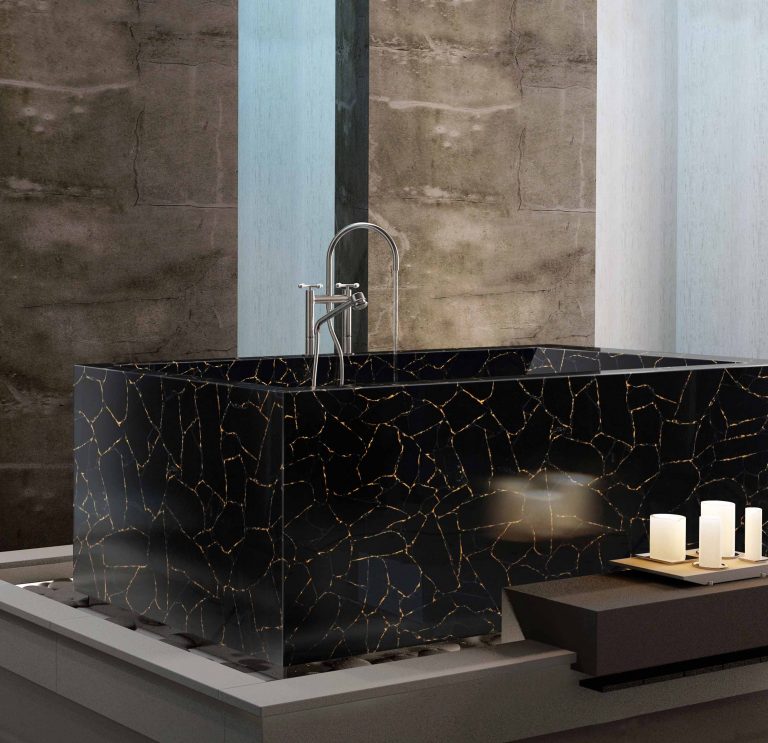 Obsidian With Gold – Absolute Kitchen & Granite
